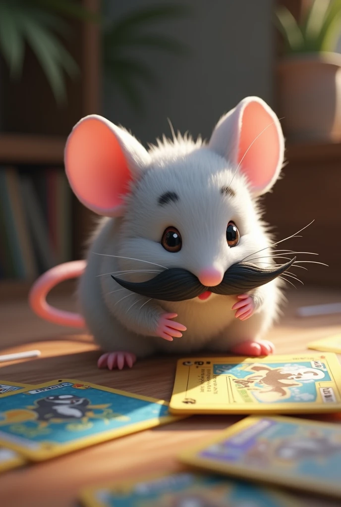 Stable Diffusion Prompt: Light gray mouse with mustache plays Pokemon ...