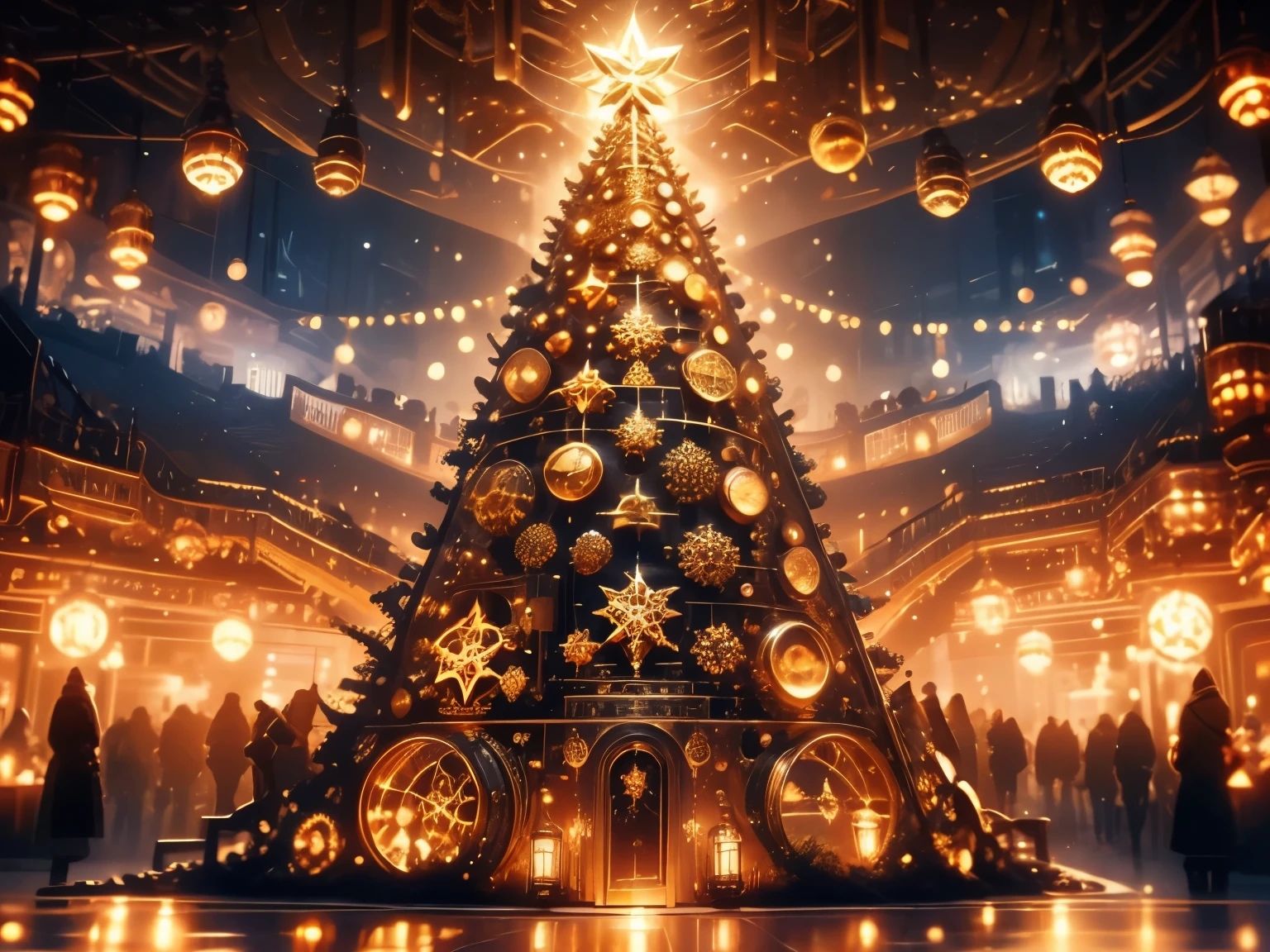 Stable Diffusion Prompt: Araffe Christmas tree glows brightly amid ...