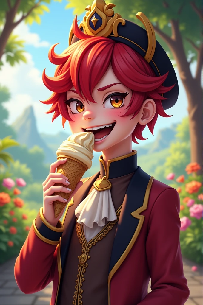 Stable Diffusion Prompt: Luchino from Identity V enjoys ice cream in a ...