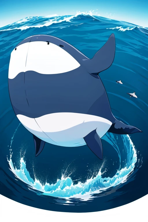 Stable Diffusion Prompt: Anime-like whale deformed character