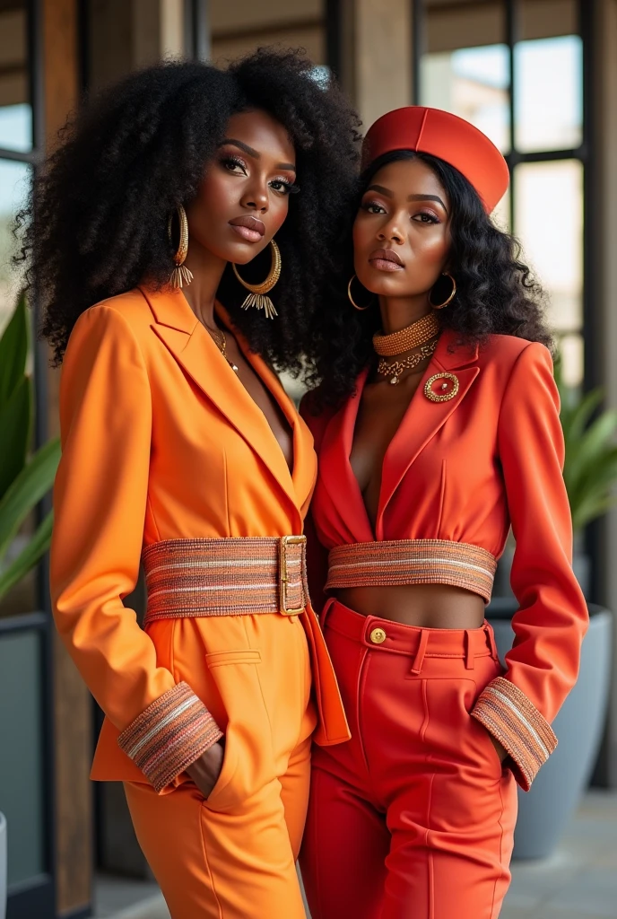 Stable Diffusion Prompt: Tyla and Minnie Dlamini stun in matching stylish outfits