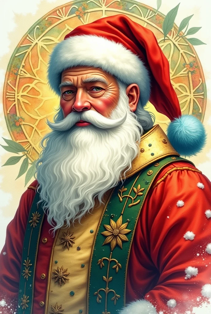 Stable Diffusion Prompt: Colorful artistic Santa Claus illustration for ...