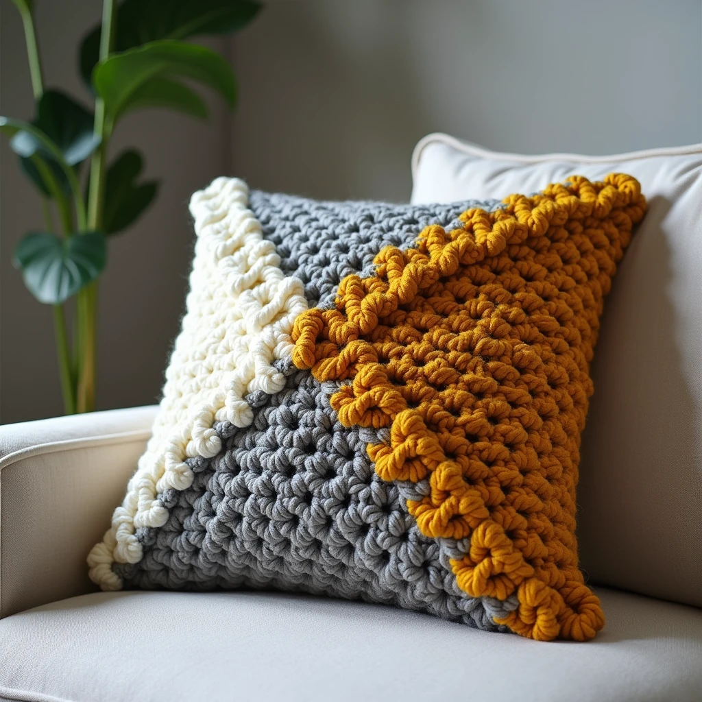 Stable Diffusion Prompt: Luxury wool crochet cushion design for stylish ...