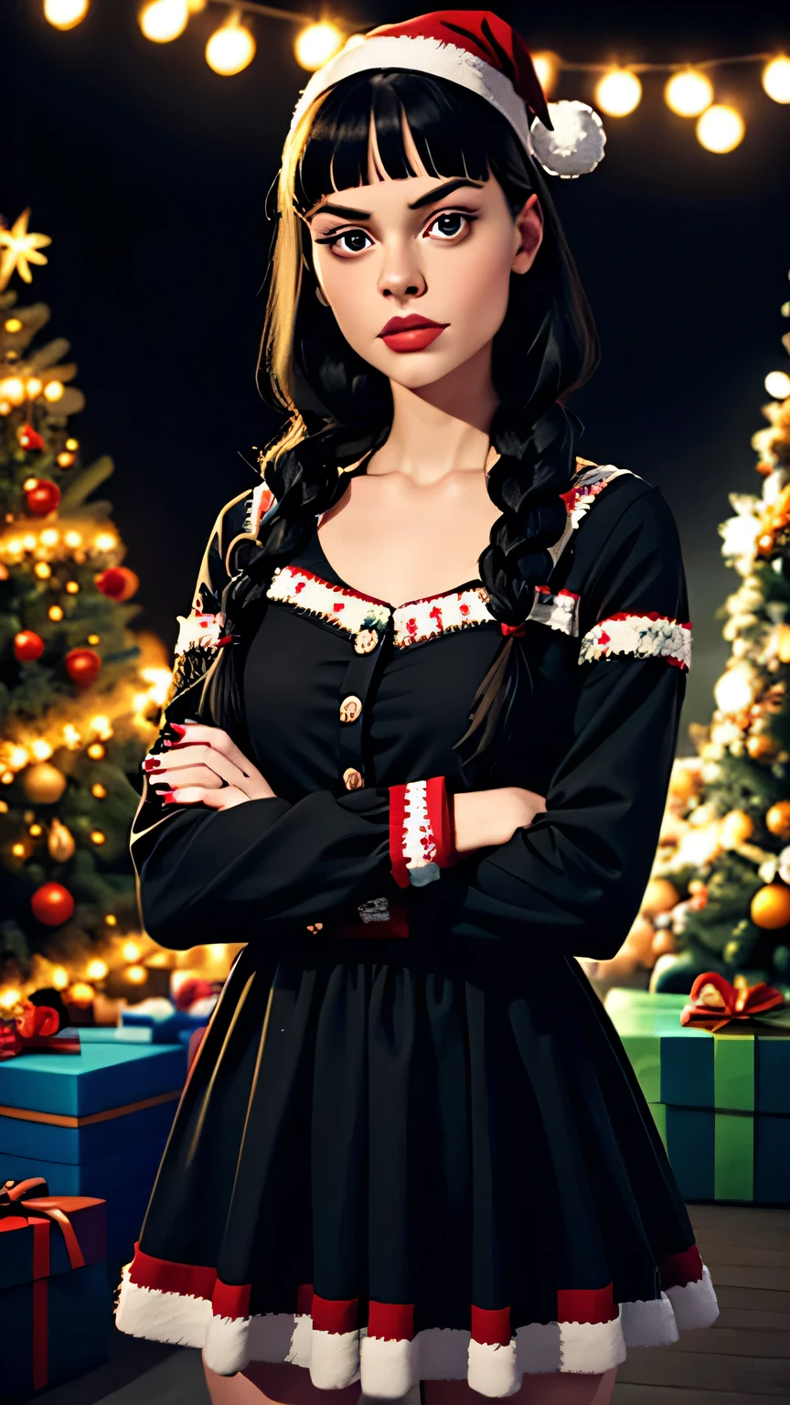 Stable Diffusion Prompt: Arafed woman in festive Christmas costume ...