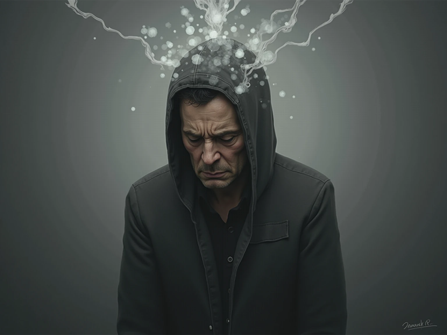 Stable Diffusion Prompt: Anxiety overwhelms my emotions and daily life ...