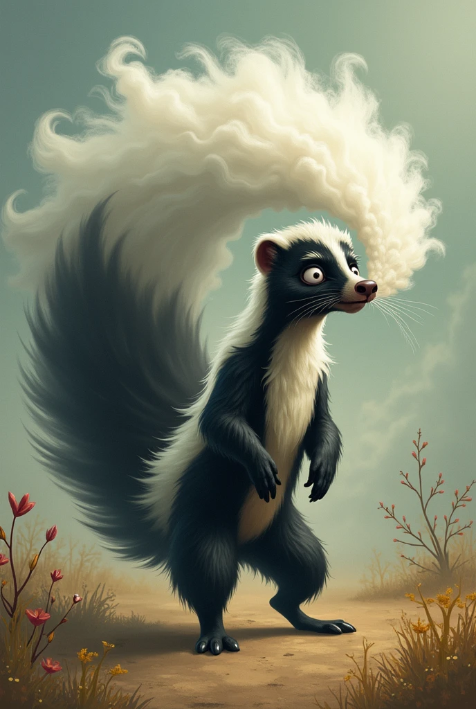 Stable Diffusion Prompt: Skunk farts release smelly, foul odor through ...