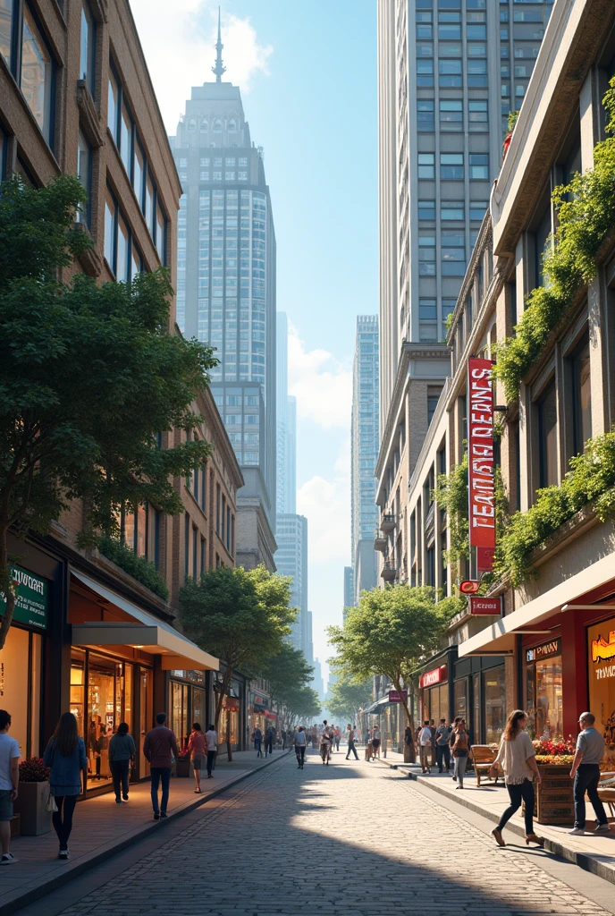 Stable Diffusion Prompt: Modern shopping district with medium-high-rise ...