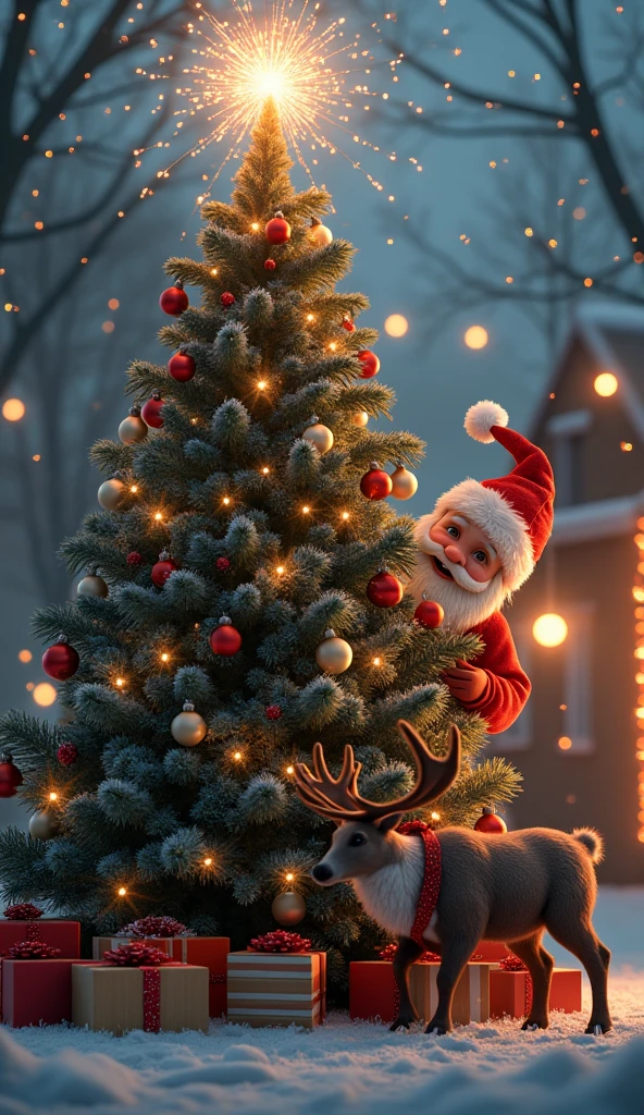 Stable Diffusion Prompt: Festive Christmas tree with Santa Claus for ...