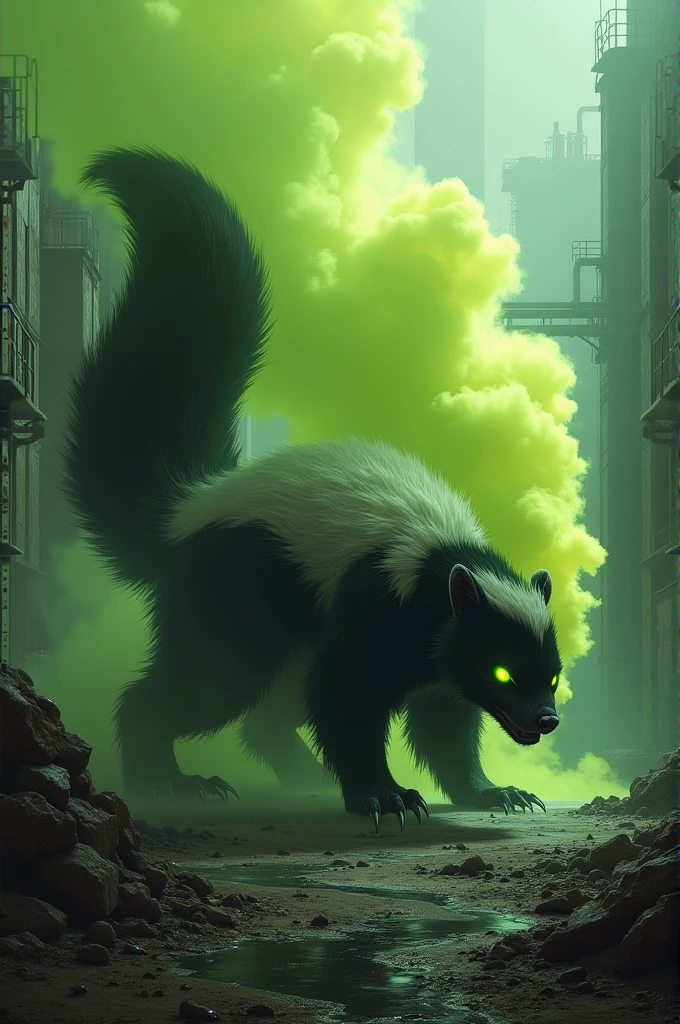 Stable Diffusion Prompt: Skunk Mega Toxico Gas: Powerful spray for pest control