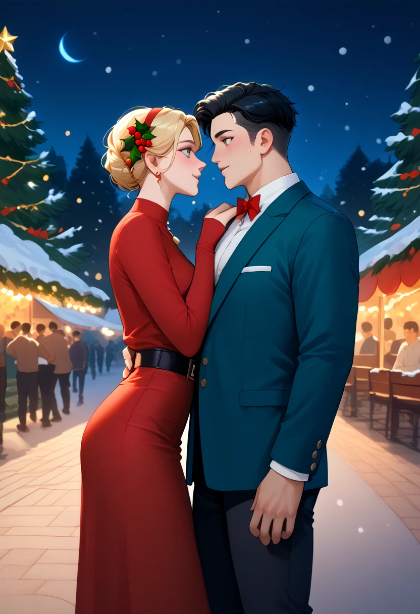 Stable Diffusion Prompt: 2gays. 2men. Christmas night. Near in ...