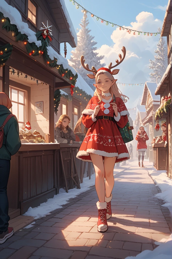 Stable Diffusion Prompt: Sexy female elves host a colorful Christmas ...