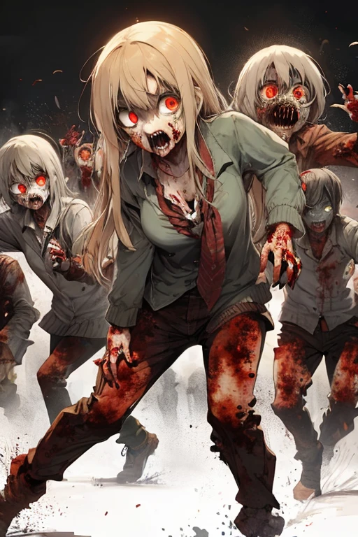 Stable Diffusion Prompt: Zombie woman in sports bra amidst chaos ...