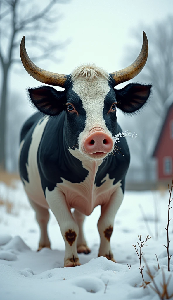 Stable Diffusion Prompt: Unique hybrid: pig face with cow body and two ...