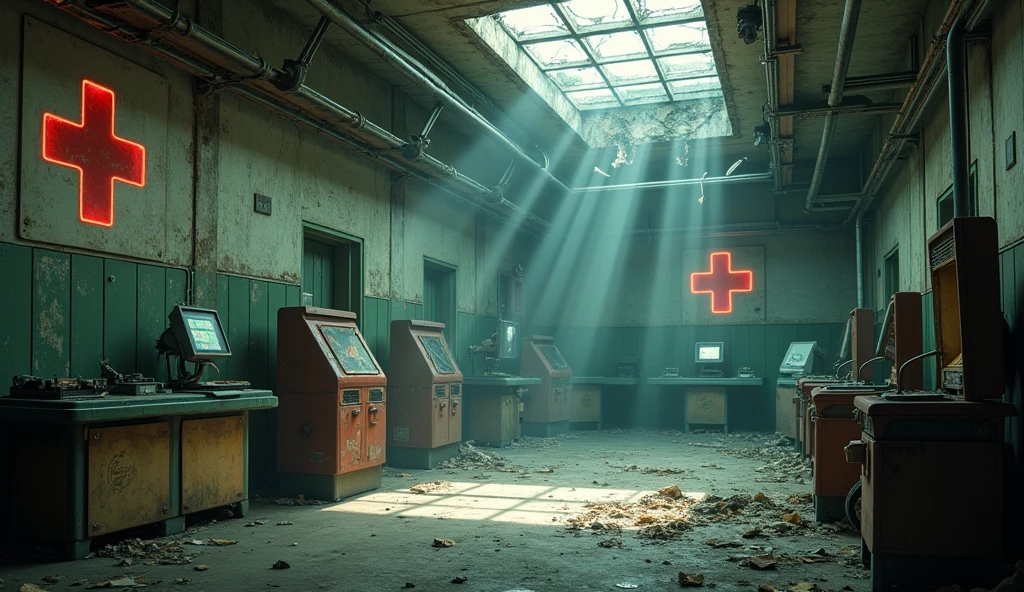 Stable Diffusion Prompt: Post-apocalyptic abandoned medical building ...