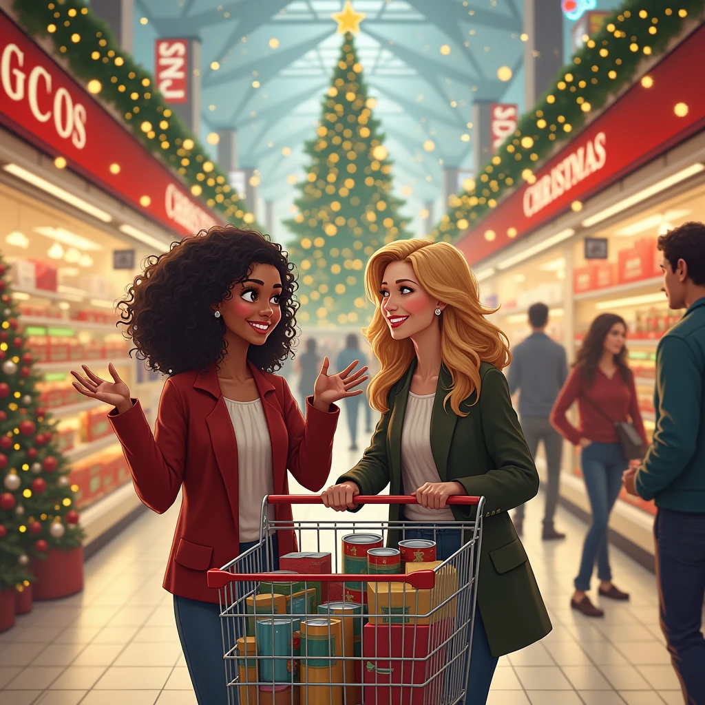 Stable Diffusion Prompt: Festive Christmas scene in shopping mall with ...