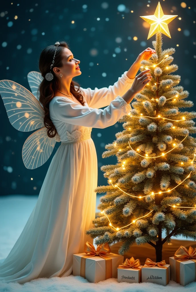 Stable Diffusion Prompt: Lady in white magic fairy places radiant gold ...