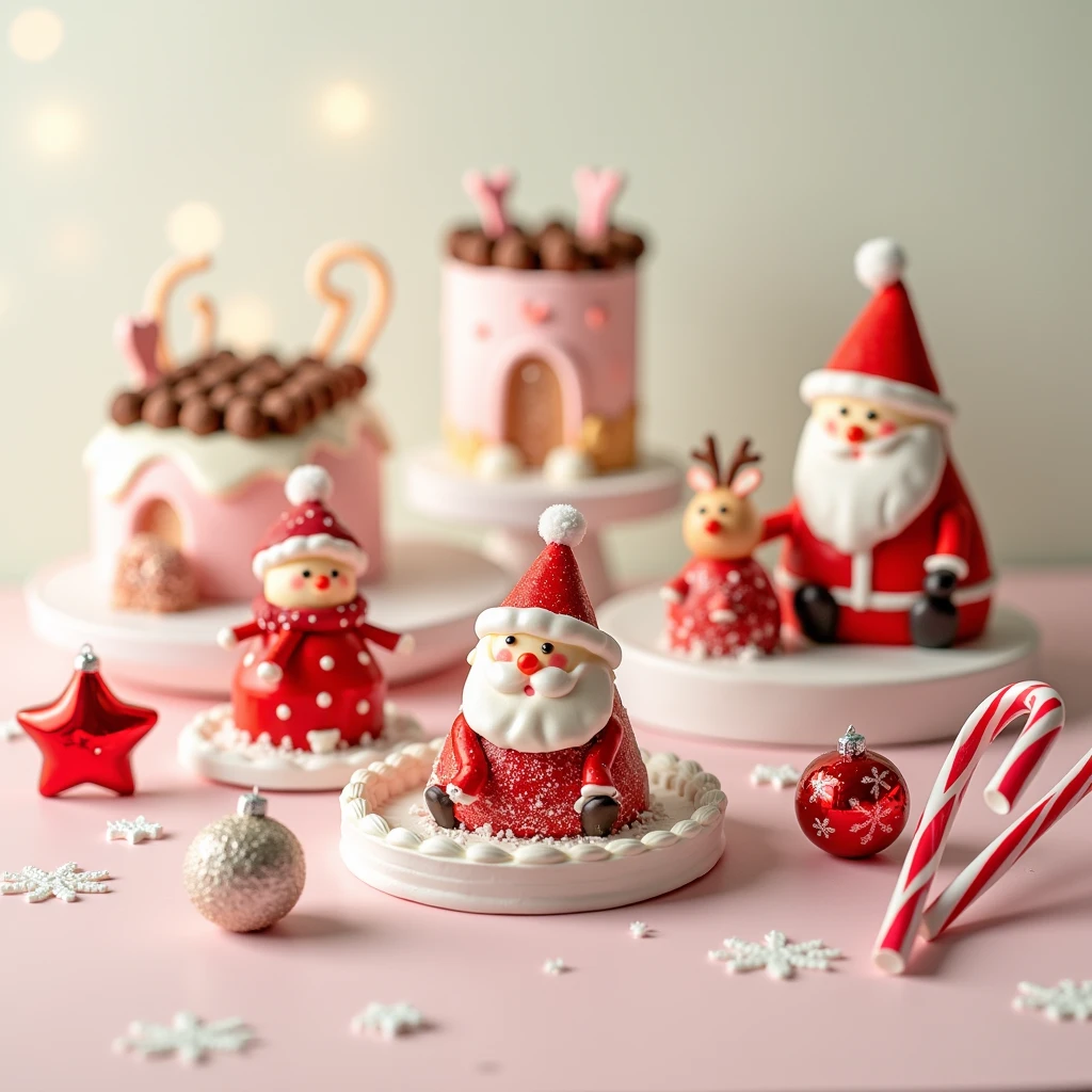 Stable Diffusion Prompt: Cute Christmas cakes featuring Santa Claus and ...