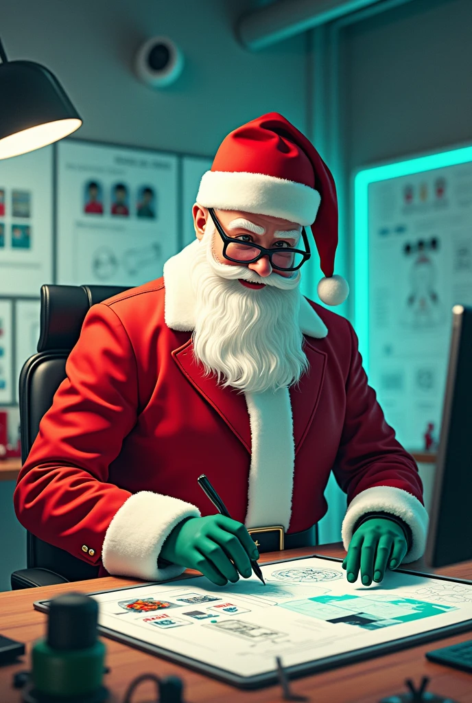 Stable Diffusion Prompt: Santa Claus graphic designer creates festive ...