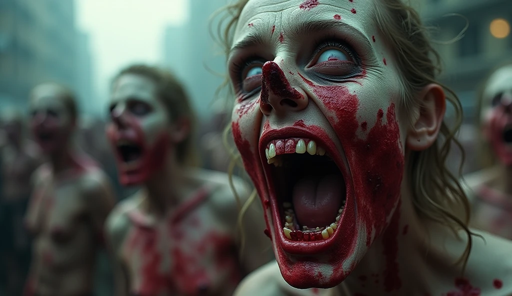 Stable Diffusion Prompt: Apocalypse zombie horde with blood-stained ...