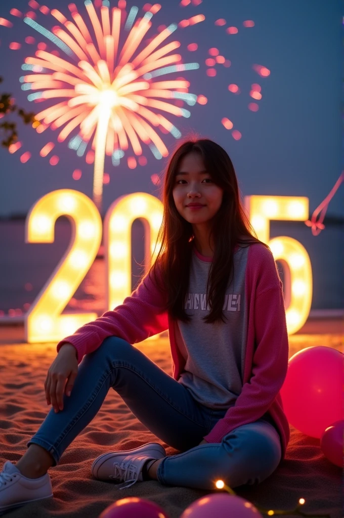Stable Diffusion Prompt: 18-year-old Asian girl in pink sweater poses ...