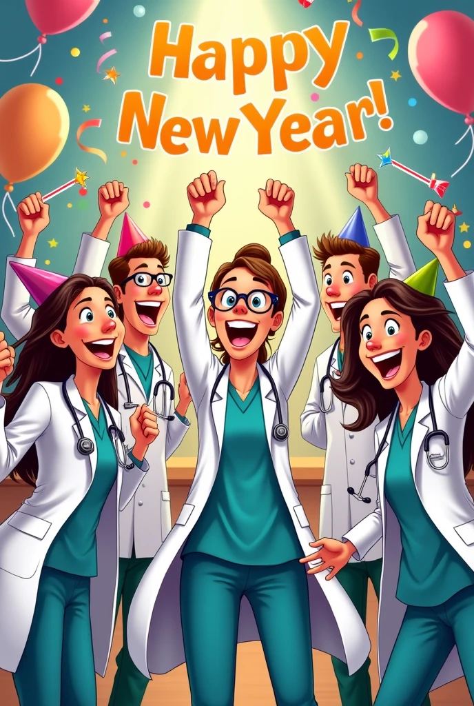 Stable Diffusion Prompt: Copaz doctors celebrate New Year in a fun ...