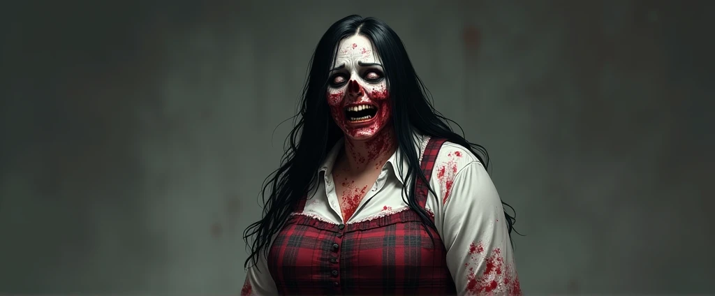 Stable Diffusion Prompt: Mom is a tall, fat woman , with long dark hair ...