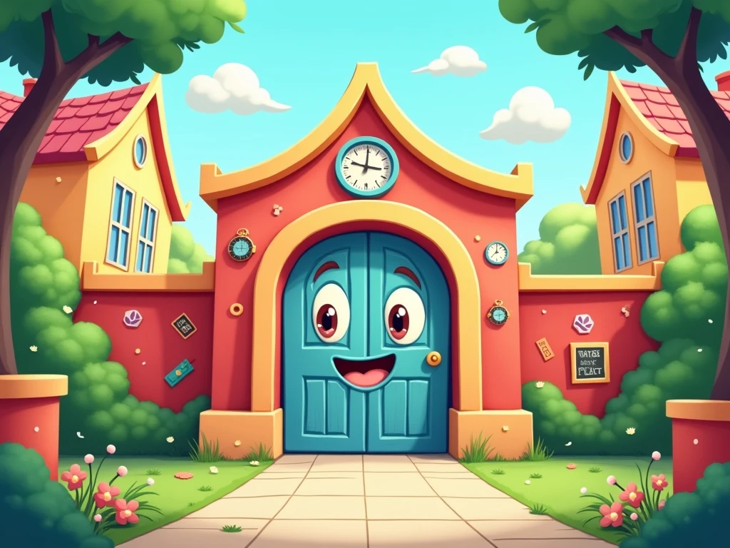 Stable Diffusion Prompt: Cartoon Cartoon School Gate: Fun animated ...