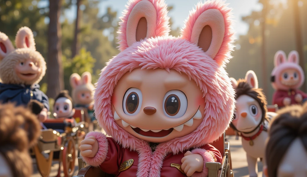 Stable Diffusion Prompt: Labubu in a pink fur jacket, smiling brightly — adorable fashion shot