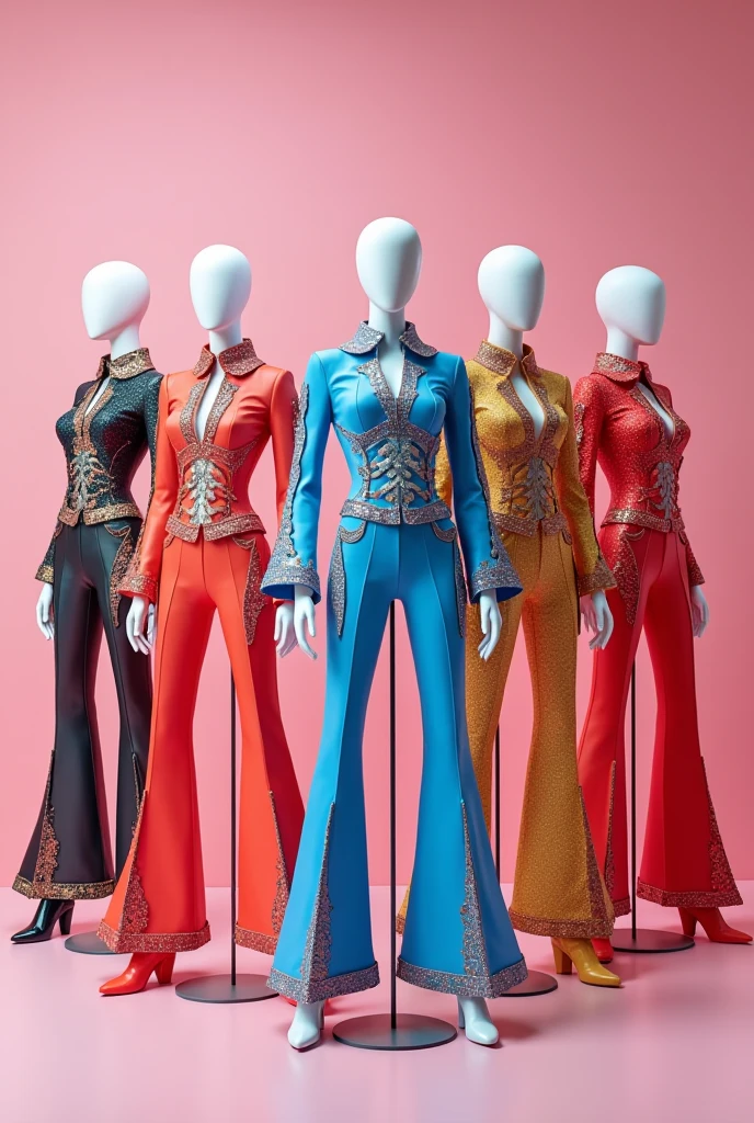 Stable Diffusion Prompt: Six mannequins in idol outfits