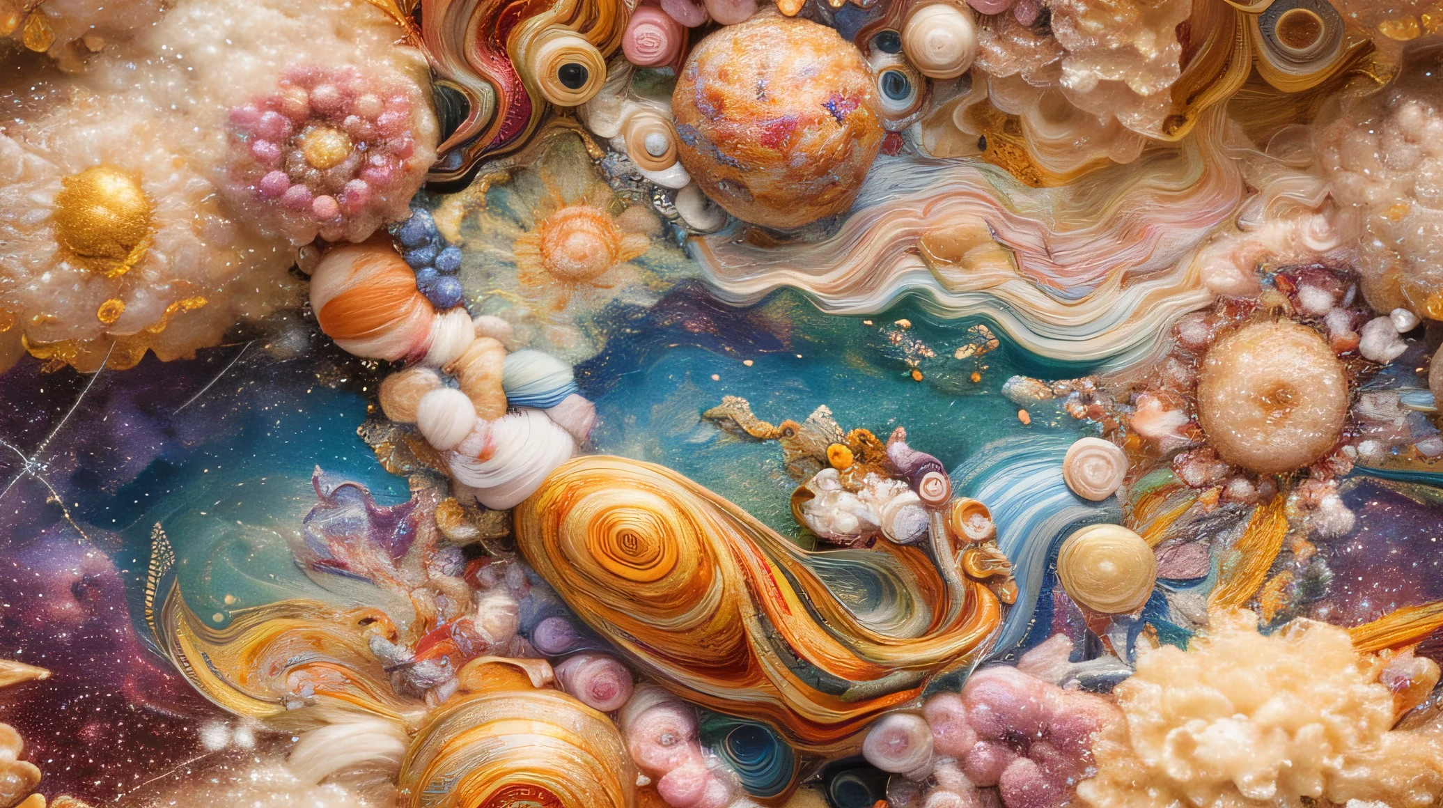 Stable Diffusion Prompt: Vibrant shell necklace with colorful beads and ...