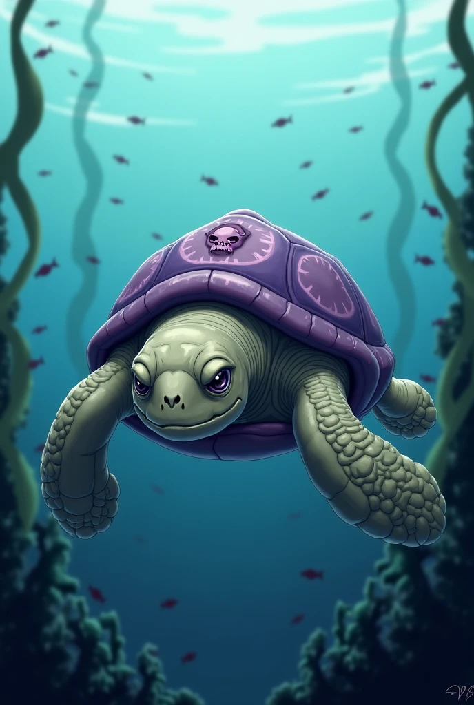 Stable Diffusion Prompt: Sea turtle Pokémon with gray skin, purple ...