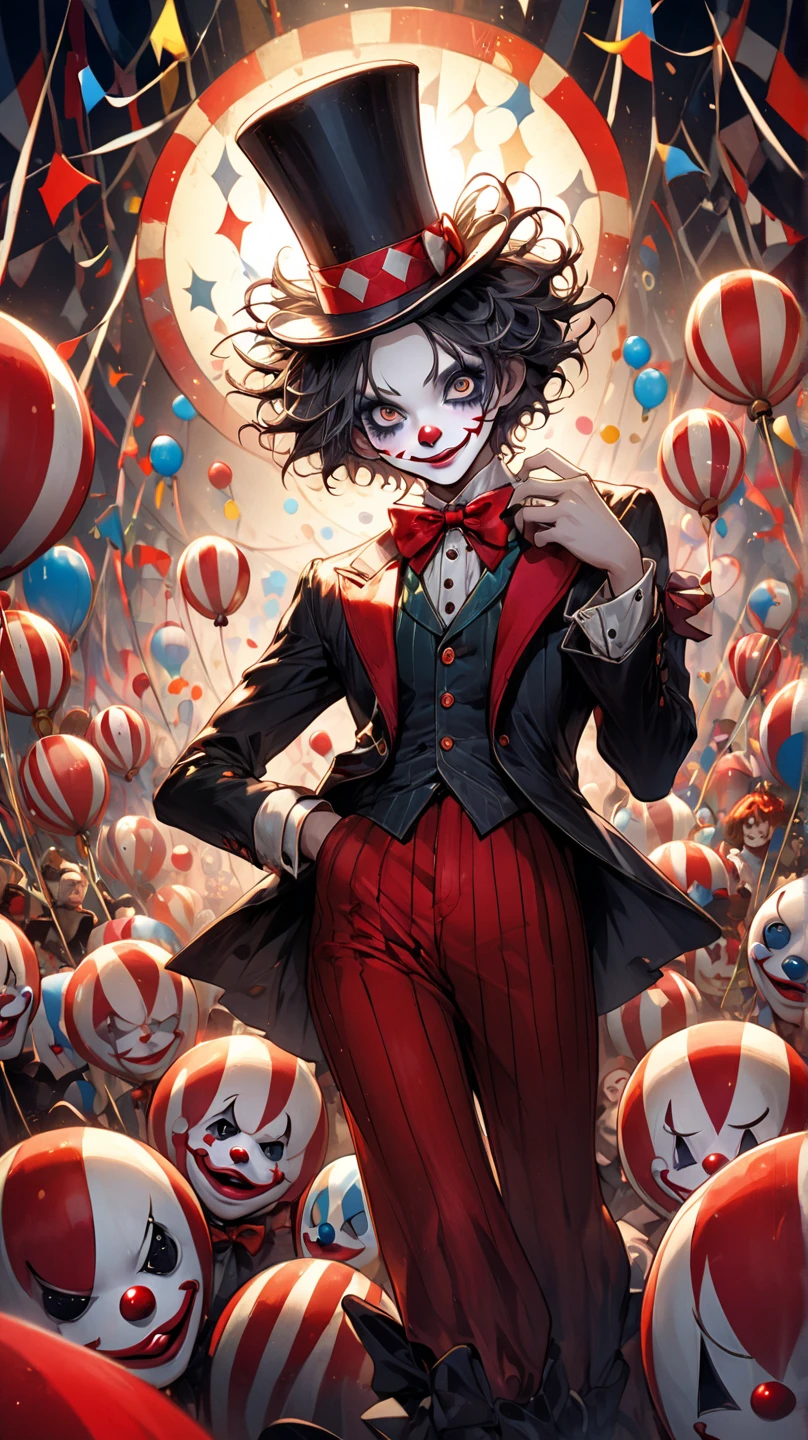 Stable Diffusion Prompt: Tim Burton-inspired circus clown with lively ...