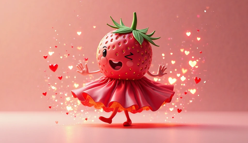 Stable Diffusion Prompt: Spinning strawberry in red dress creates a ...