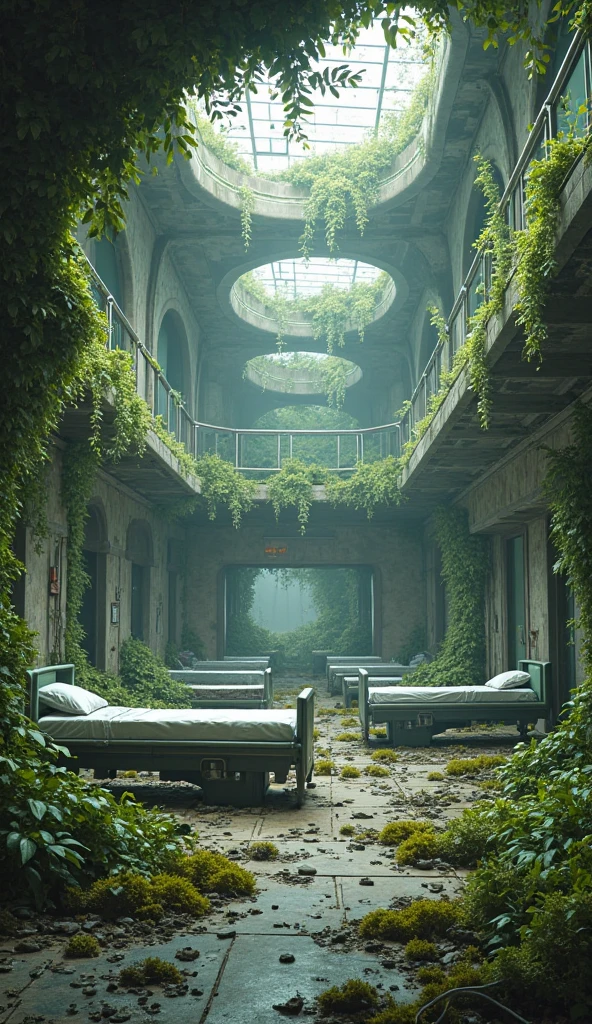 Stable Diffusion Prompt: Futuristic hospital interior destroyed ...