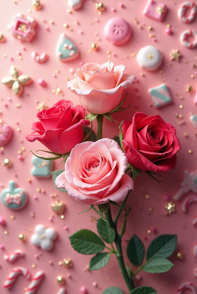 Stable Diffusion Prompt: Rose bouquet, candy postcard