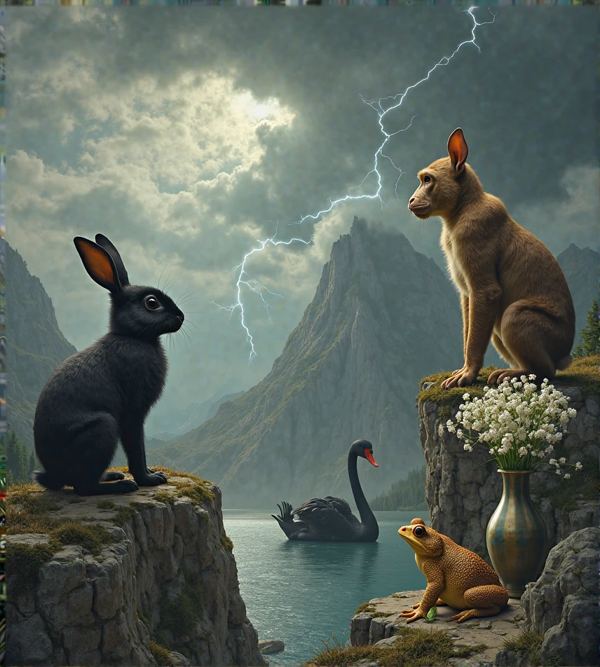 Stable Diffusion Prompt: Discover vibrant rabbits, frogs, monkeys, and ...