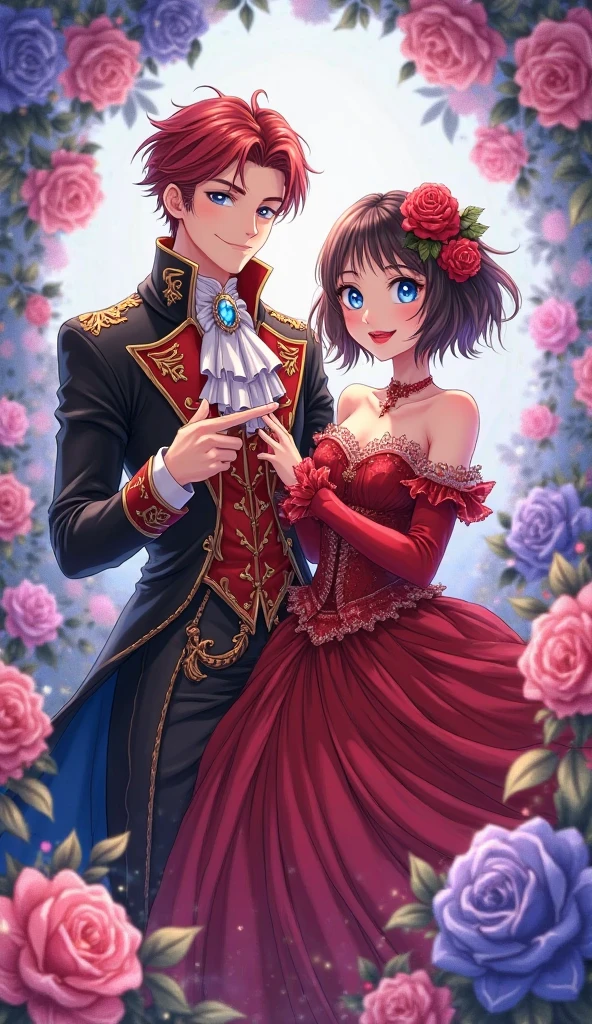 Stable Diffusion Prompt: Charming anime couple in elegant fantasy ...