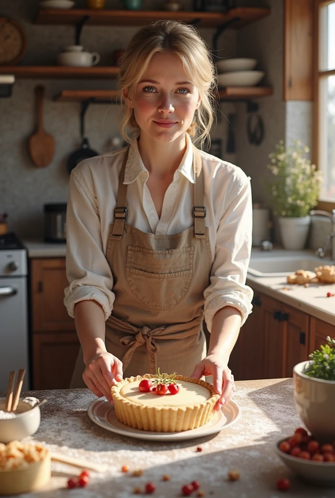 Stable Diffusion Prompt: Nordic woman making a . Realistic style.