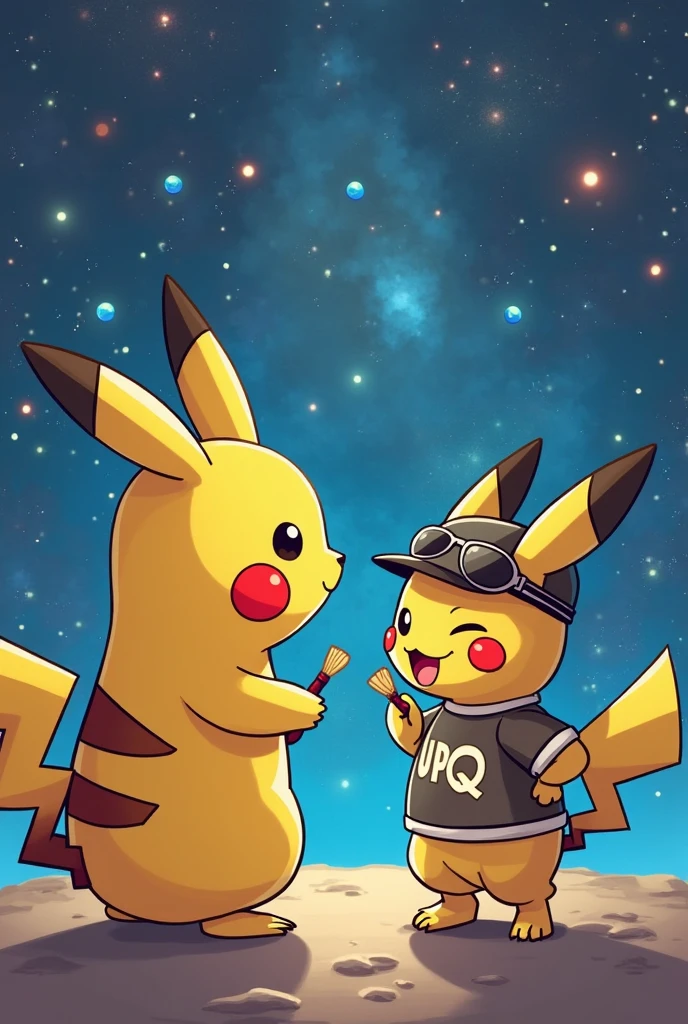 Stable Diffusion Prompt: I want you to generate an image of Pikachu talking to Pichu and in the ...