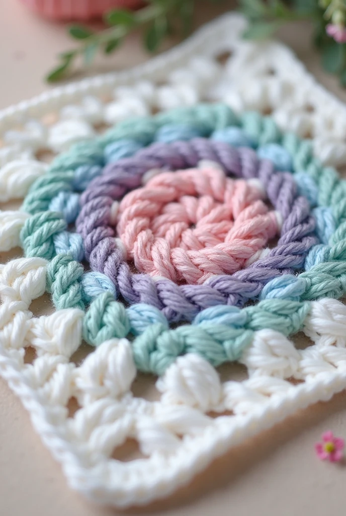 Stable Diffusion Prompt: Light pink granny square crochet top with ...