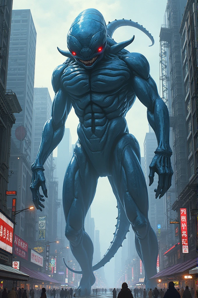 Stable Diffusion Prompt: Anime-style giant alien with polished dark ...