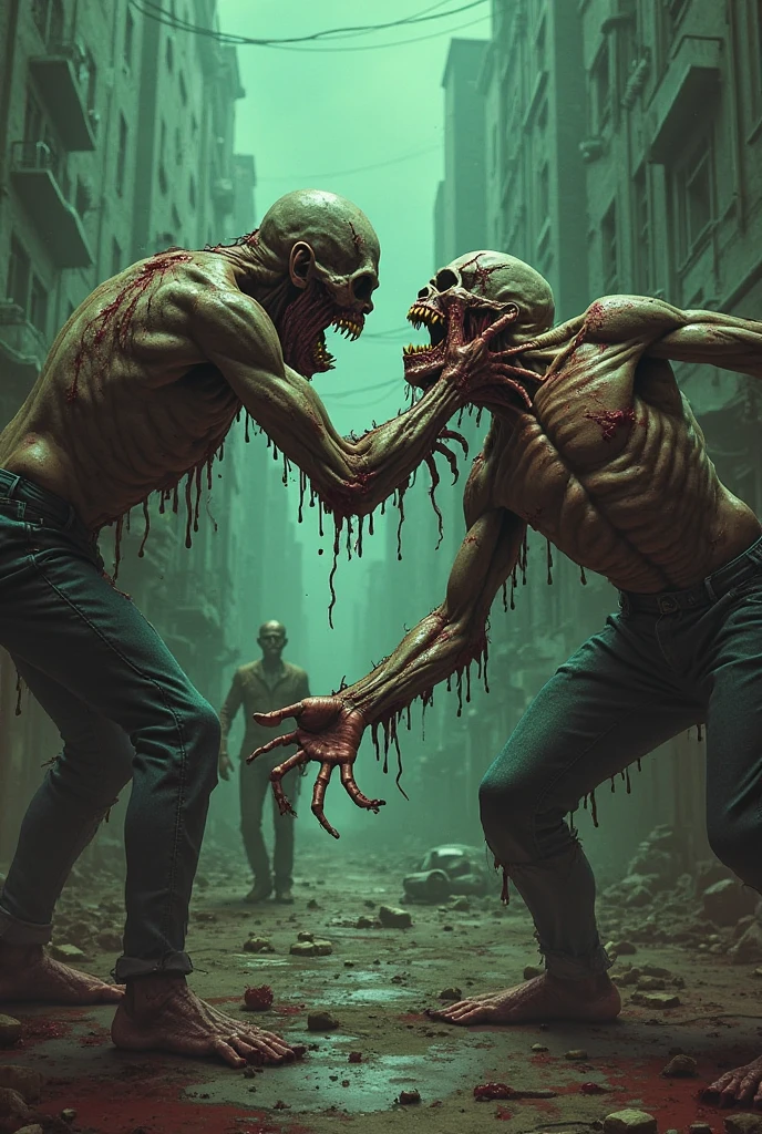 Stable Diffusion Prompt: Two zombies fighting