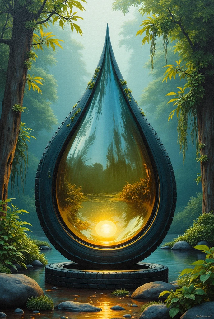 Stable Diffusion Prompt: ERITAS: Eco-friendly oil droplet with tire in ...