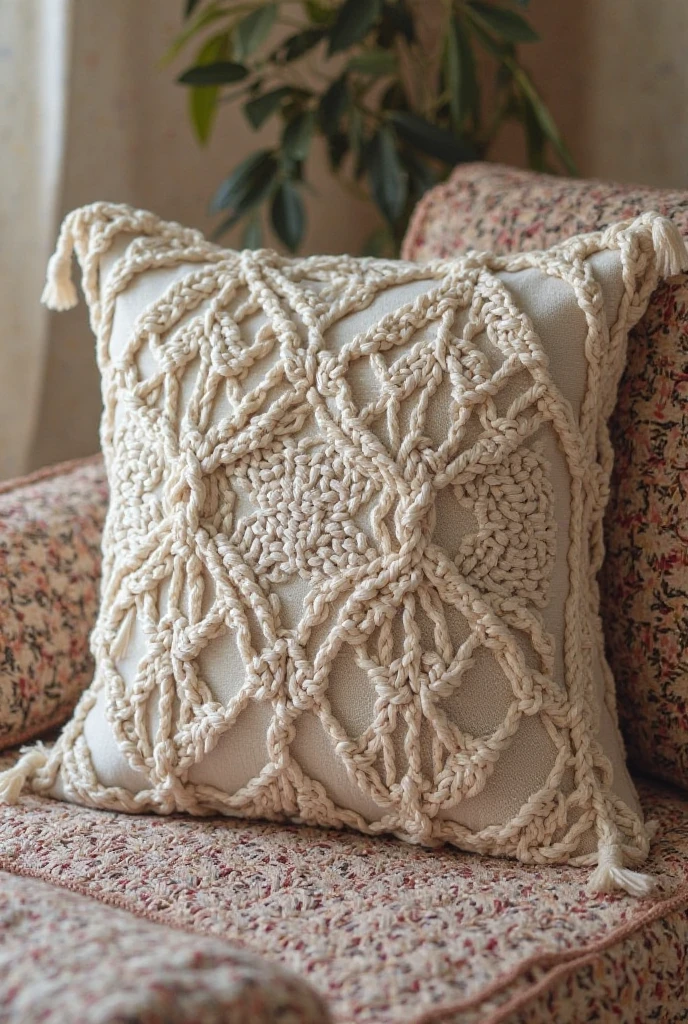 Stable Diffusion Prompt: Handcrafted Macramé pillows by Indian women add unique charm