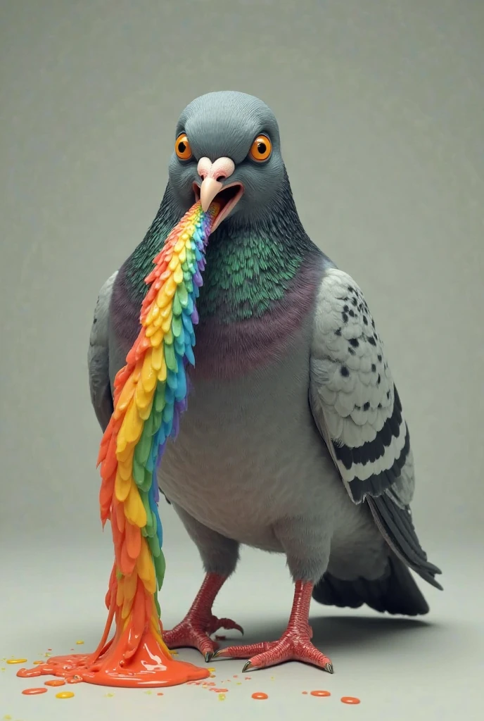 Stable Diffusion Prompt: Unique pigeon with human feet, vomiting ...