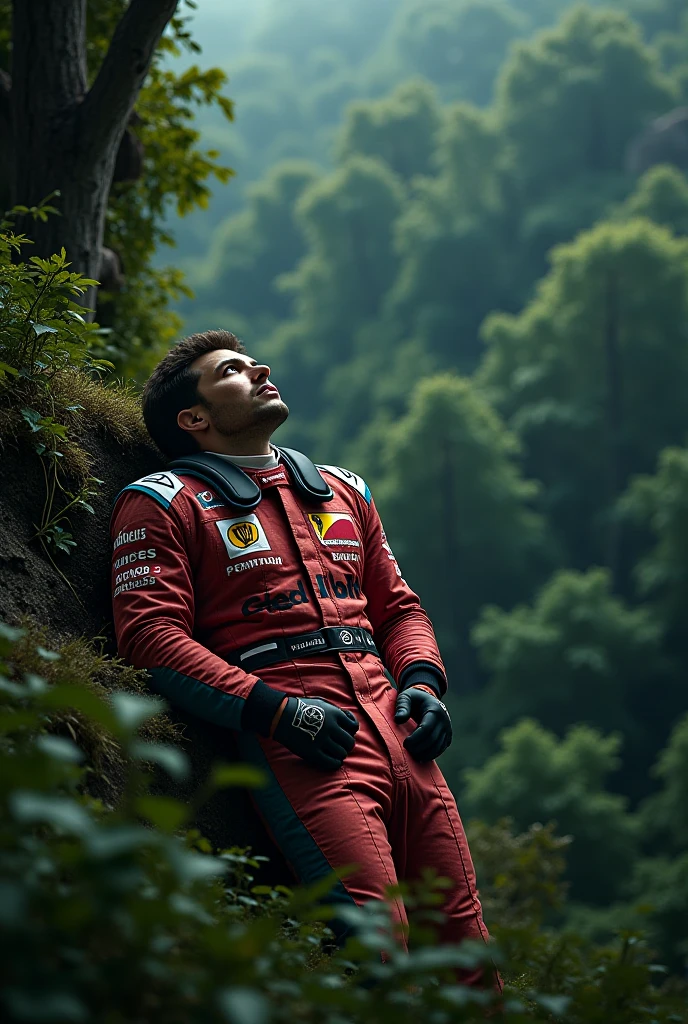Stable Diffusion Prompt: F1 racer, equipment, forest edge view, aerial ...
