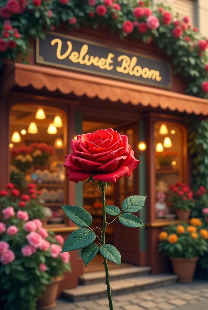 Stable Diffusion Prompt: Velvet Bloom Floral Shop: Elegant red roses ...