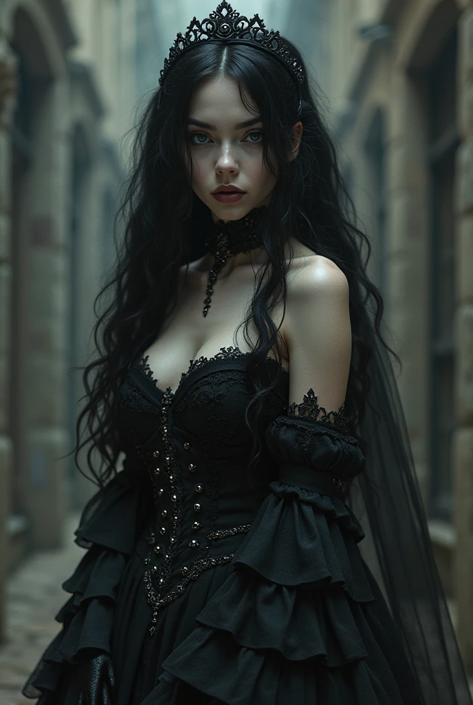 Stable Diffusion Prompt: Goth girl dress: edgy, dark fashion with lace ...