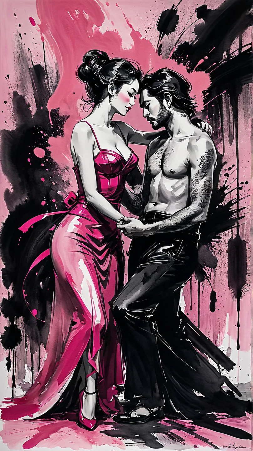 Stable Diffusion Prompt: We Borrow People 2 Ink Strokes: Tolerance & Love Scenes Explored