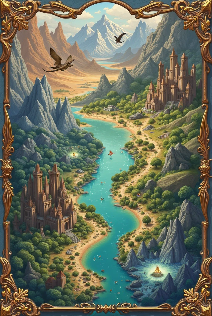 Stable Diffusion Prompt: Create a captivating map featuring 3 unique realms